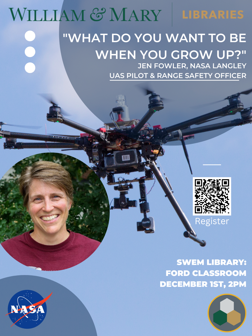Jen Fowler, NASA Langley, Dec 1st – The Makerspaces at William & Mary